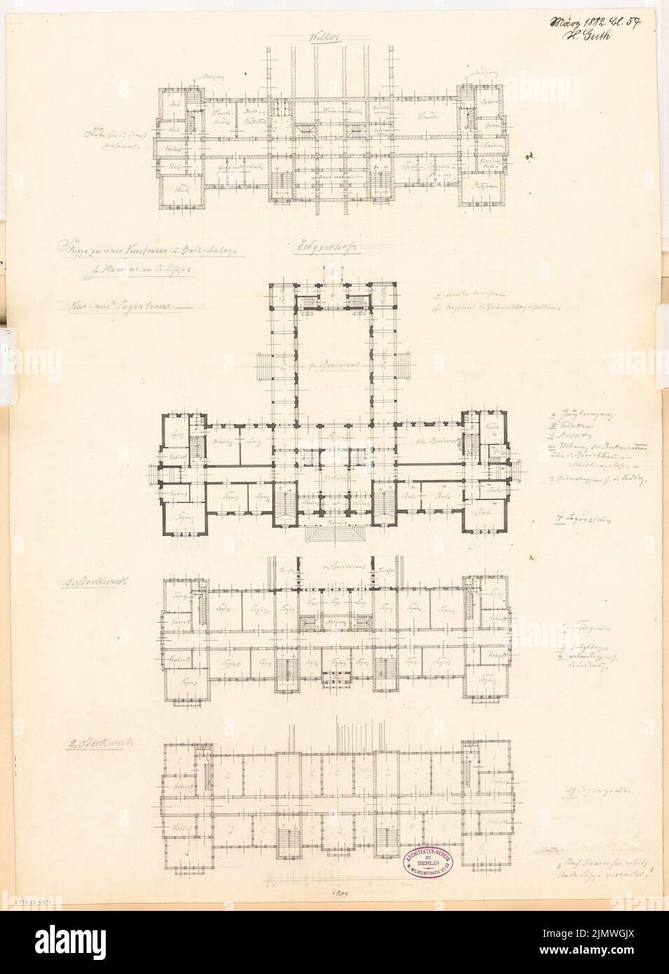 Guth Hermann (1851-1924), Kurhaus und Badeanlage in Hamm. Monatlicher Wettbewerb März 1882 (03 ...