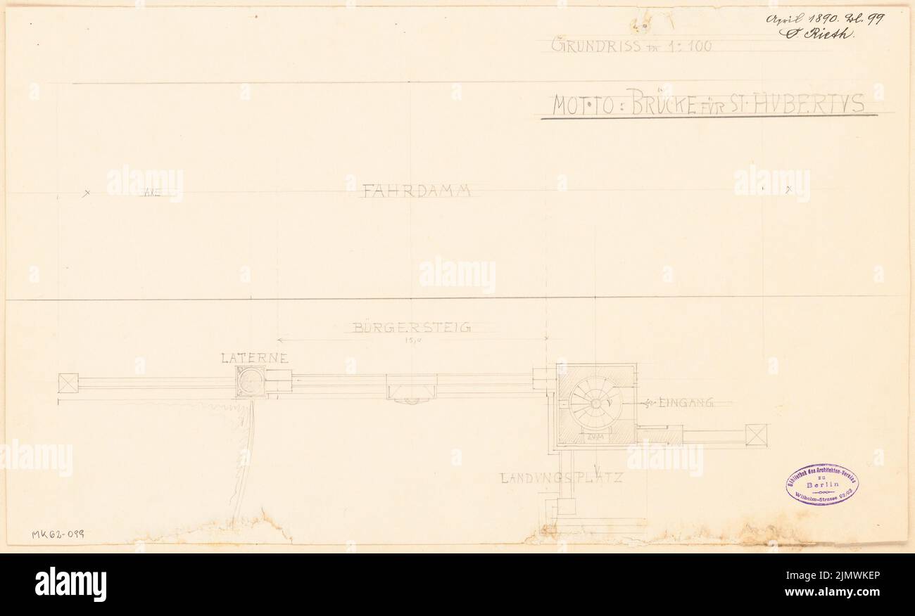 Rieth Otto (1858-1911), Hubertus-Brücke in der Villenkolonie Berlin ...