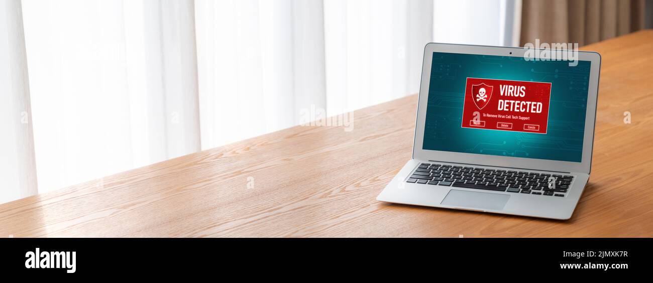 Virus Warnung auf Computer-Bildschirm erkannt modische Cyber-Bedrohung , Hacker, Computer-Virus ...