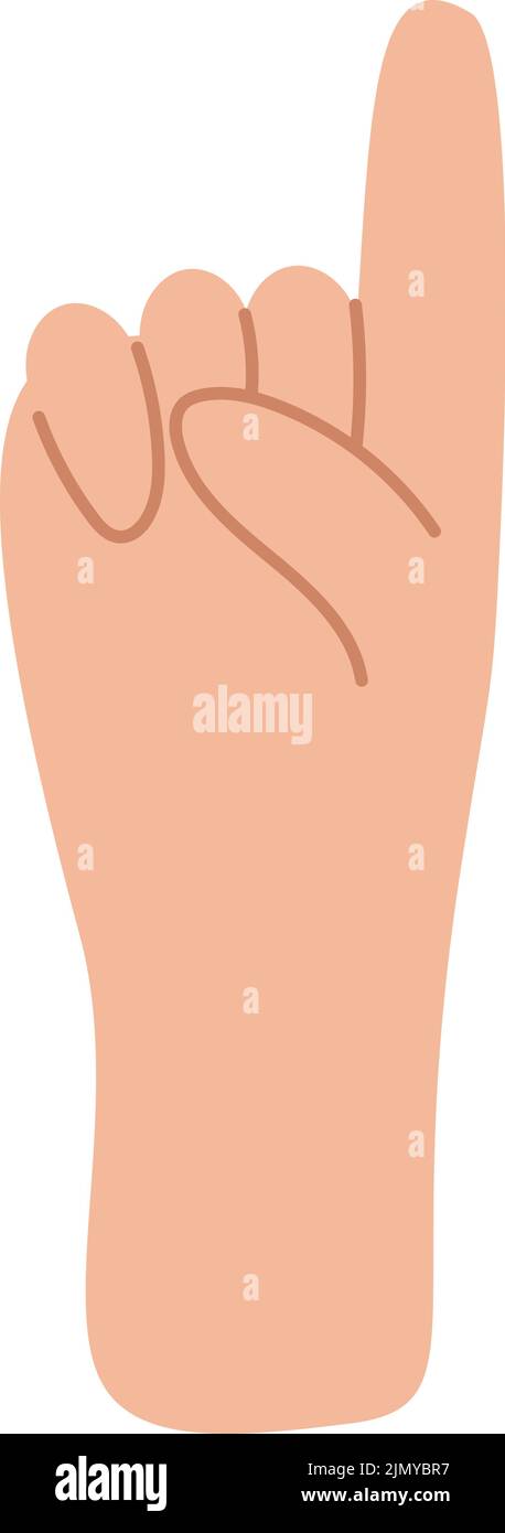 Vektor flache Hand mit Finger zeigt nach oben isoliert auf weißem Hintergrund. Menschliche Hand ...