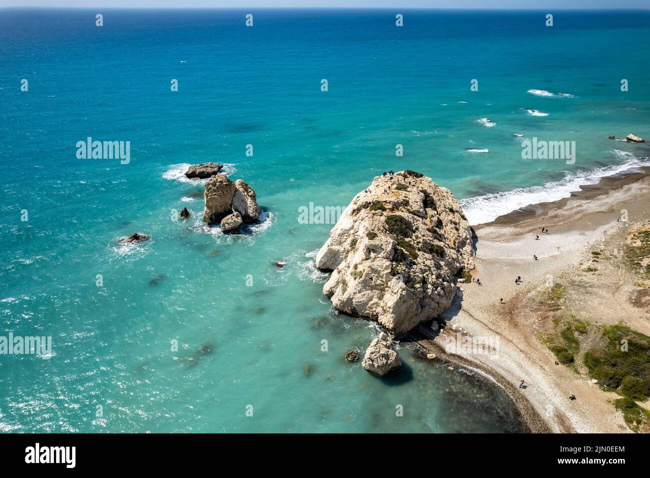 Petra tou Romiou, der Felsen der Aphrodite aus der Luft gesehen Kouklia ...