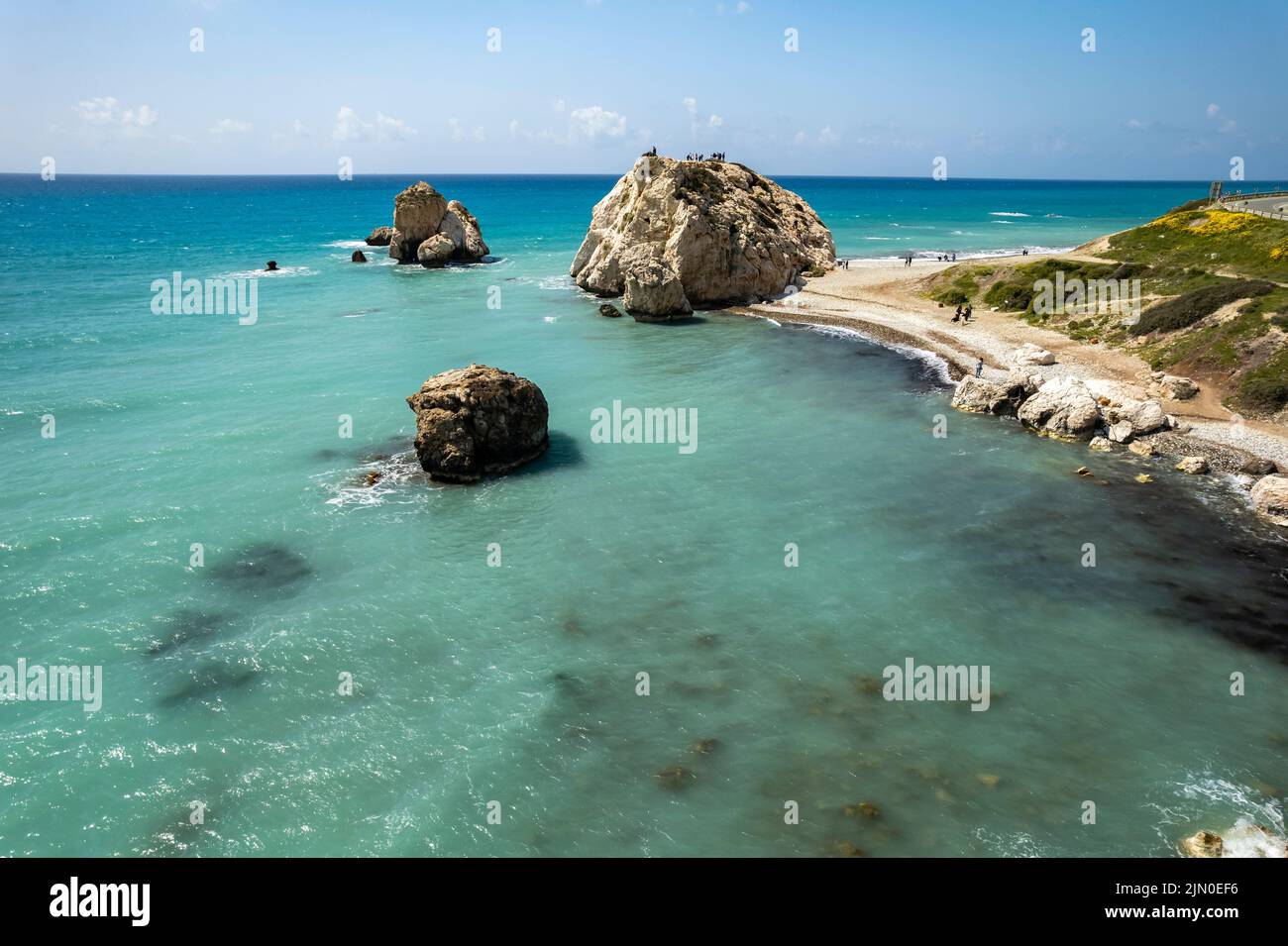 Petra tou Romiou, der Felsen der Aphrodite aus der Luft gesehen Kouklia ...