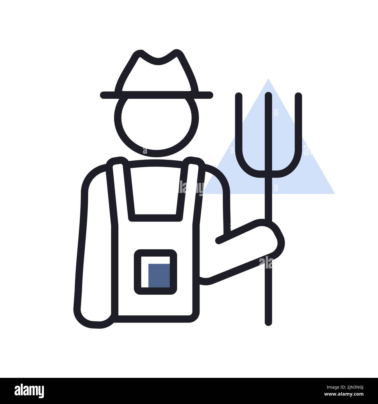 Farmer hält Pitchfork isoliert Vektor-Symbol. Graph Symbol für ...