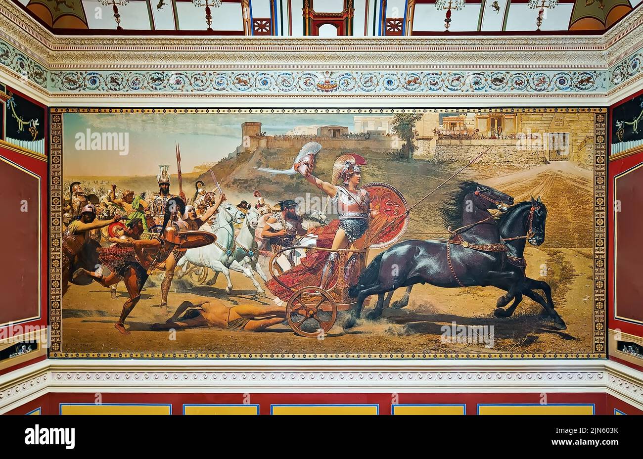 Der Triumph des Achilles von Franz von Matsch auf der oberen Ebene der Haupthalle des Achilleion ...