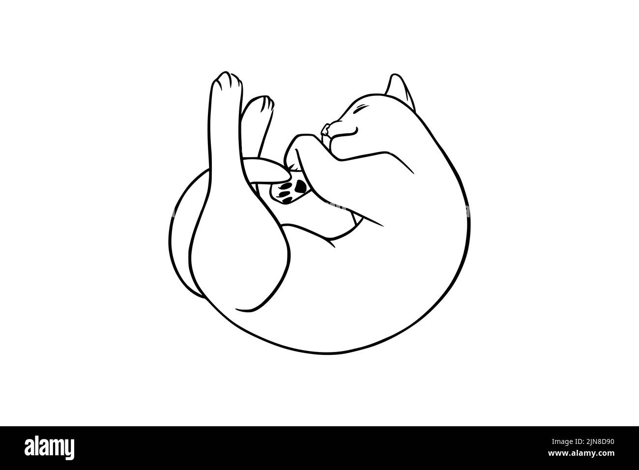 Liegende Katze schwarz Skizze. Verspielte Katze im Doodle-Stil ...