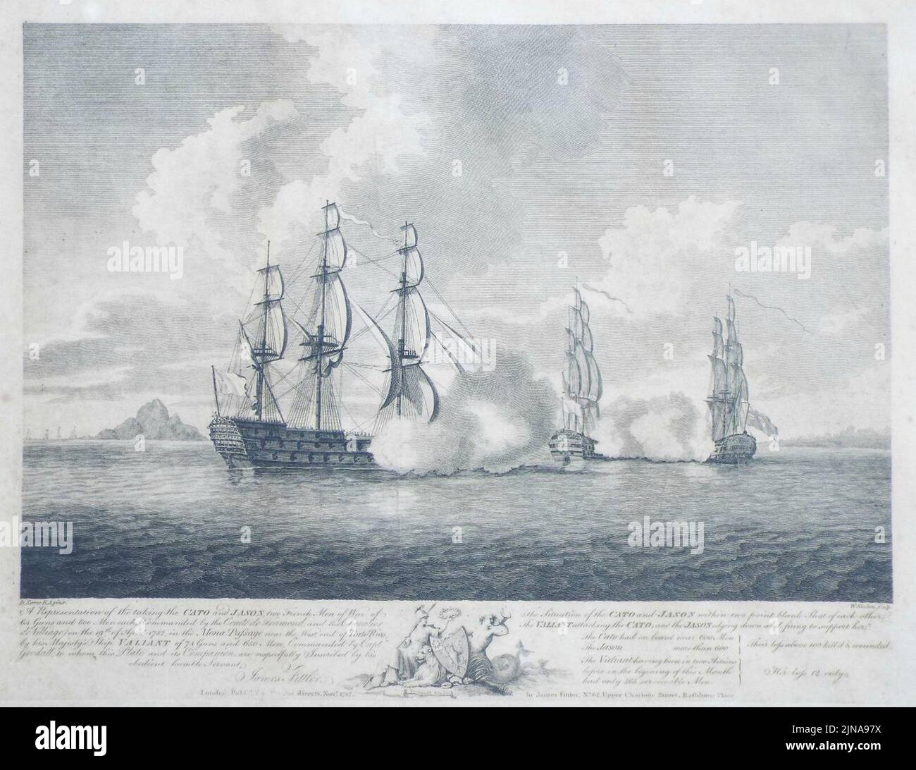 Mit dem Cato und Jason von HMS Valiant am 19. April 1782, in der Mona ...