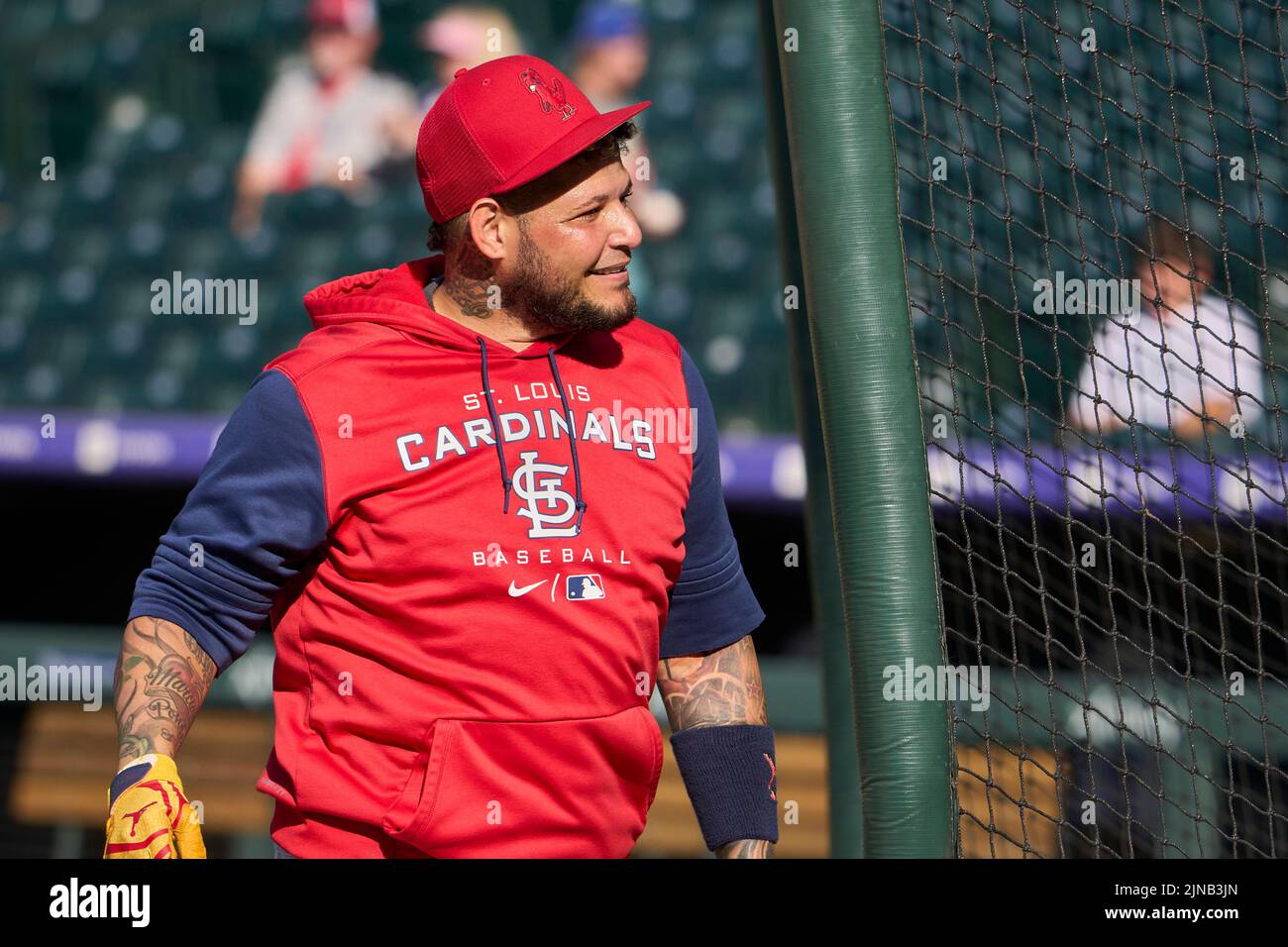 August 9 2022: Saint Louis Catcher Yadier Molina (4) vor dem Spiel mit ...