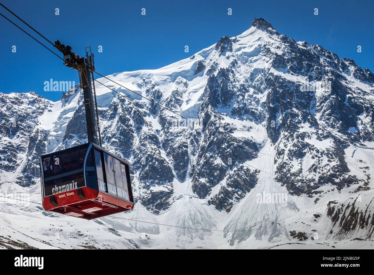 Seilbahn nach Aiguille du Midi, Mont Blanc Massif, Chamonix, Frankreich Stockfotografie - Alamy