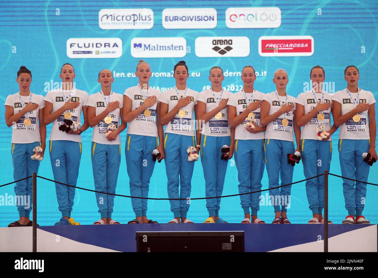 Rom, Italien. 12. August 2022. Rom, Italien 12.08.2022: Team der Ukraine bei der Siegerin ...