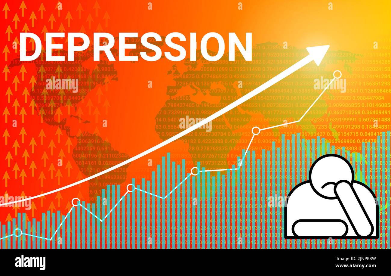 Täglich zunehmende Depression Fall Hintergrund mit Grafiken, Zahlen und ...