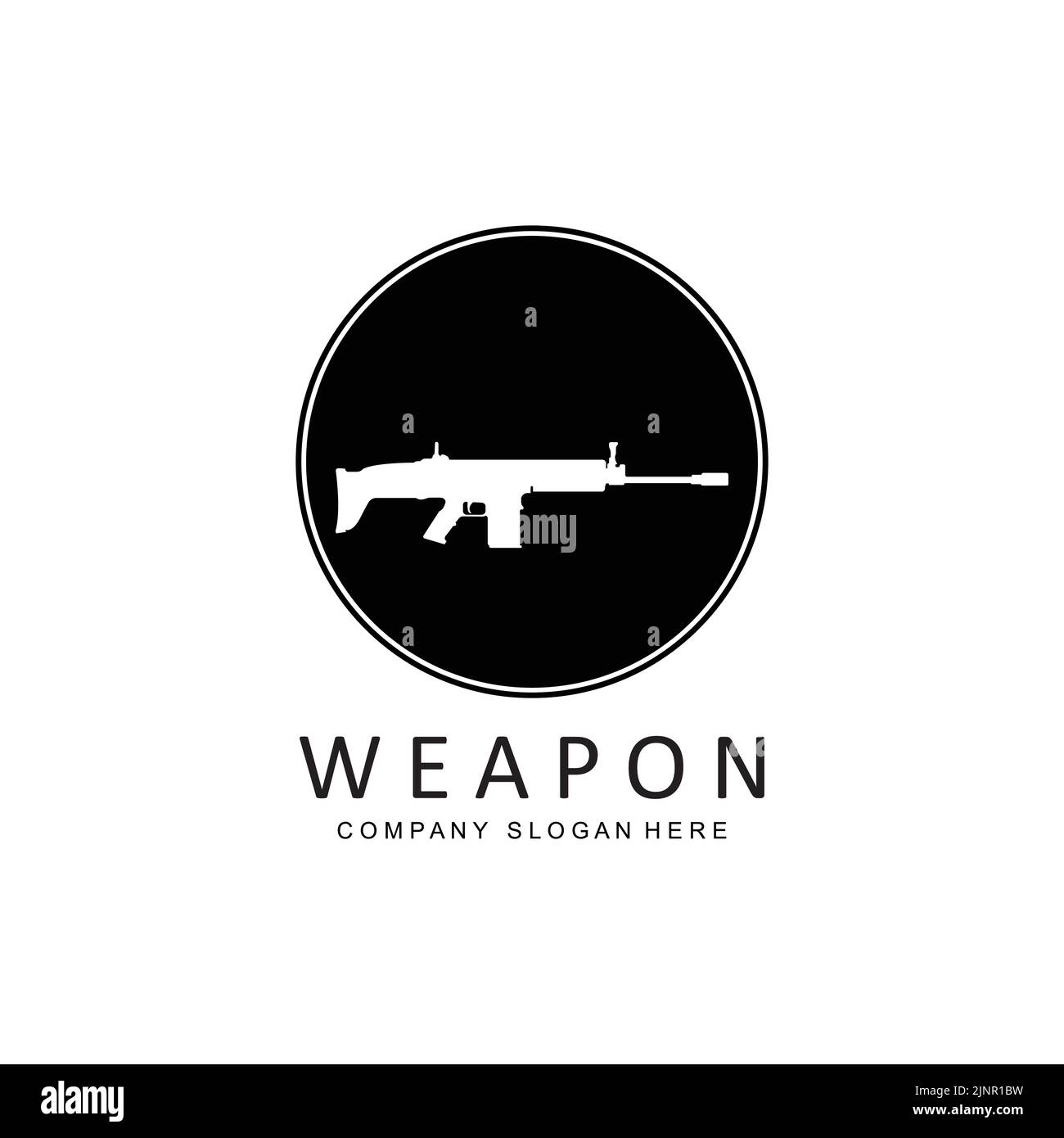 Symbol für den Vektor des automatischen Waffenlogos. Waffen bekämpfen ...