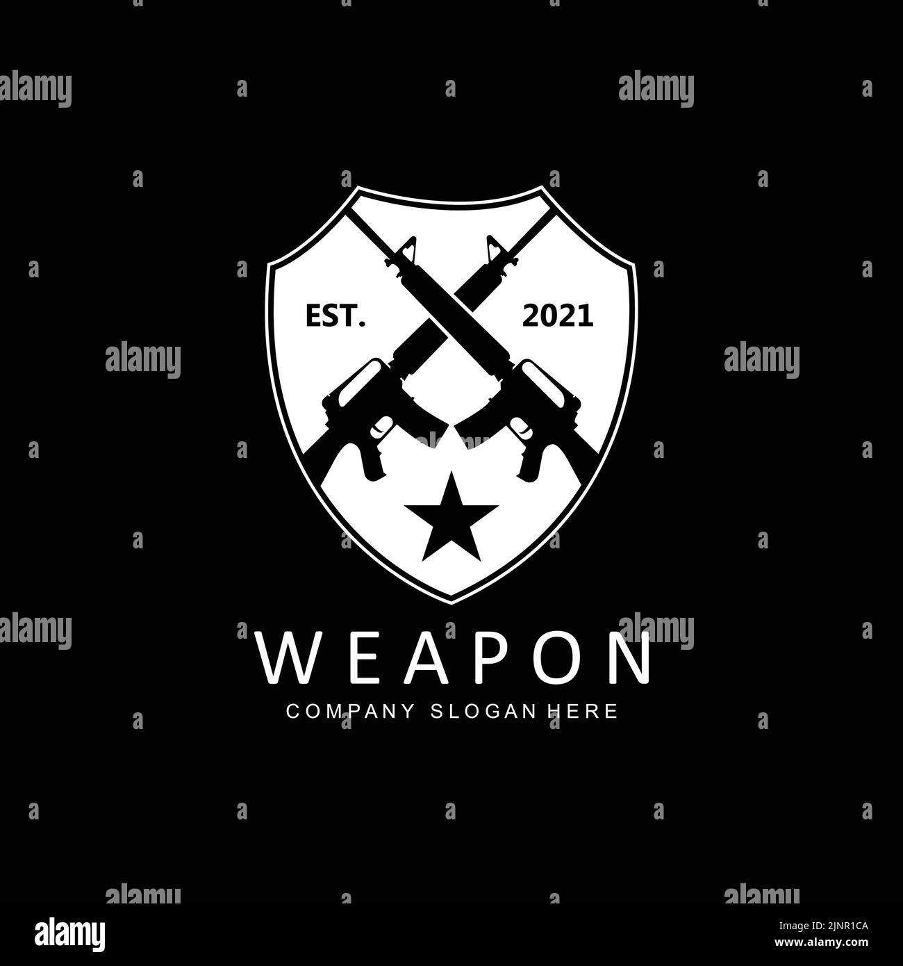 Symbol für den Vektor des automatischen Waffenlogos. Waffen bekämpfen ...