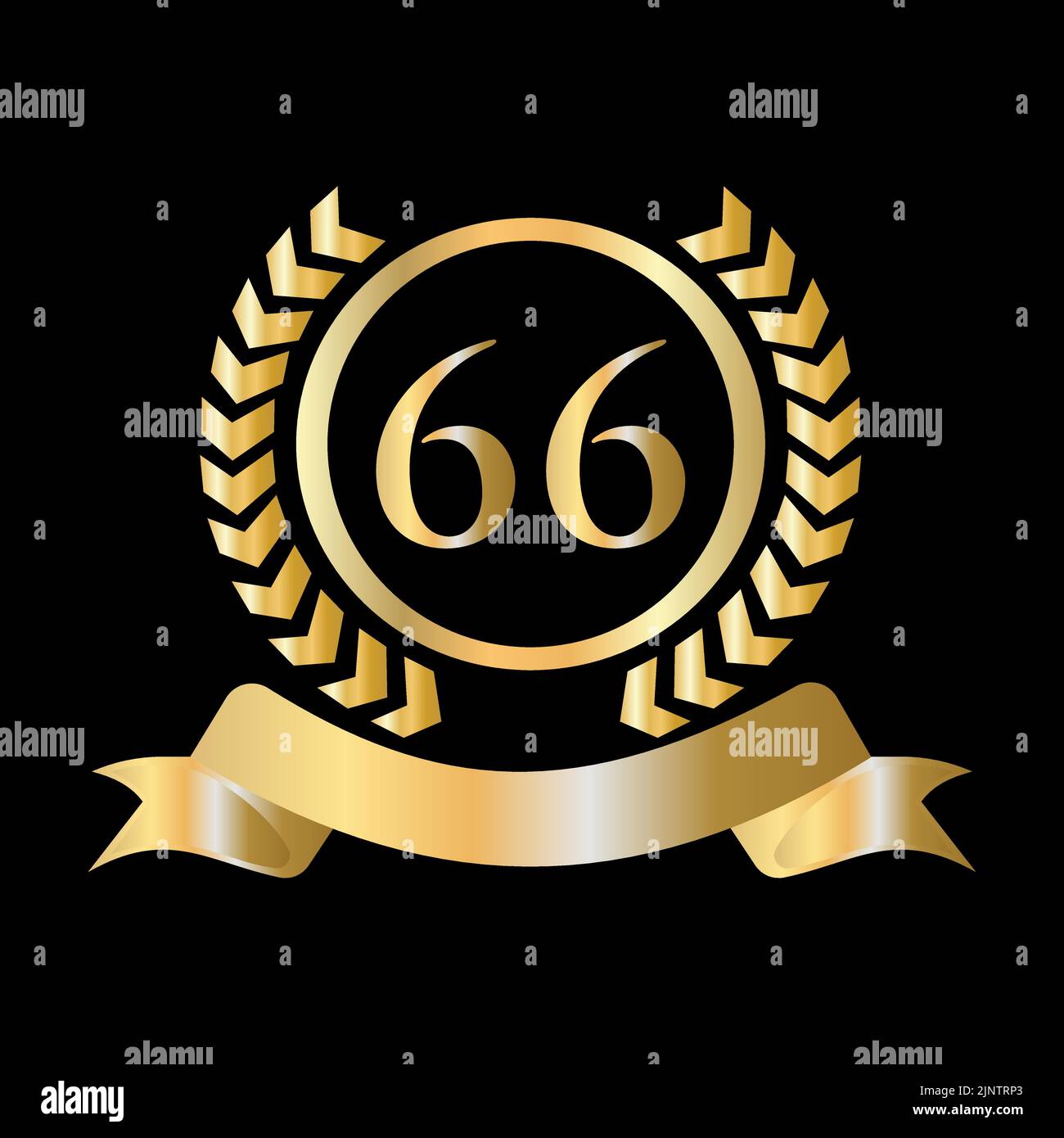 66 Jahre Jubiläumsfeier Gold und Schwarz Vorlage. Luxus-Stil Gold Heraldic Wappen Logo Element ...