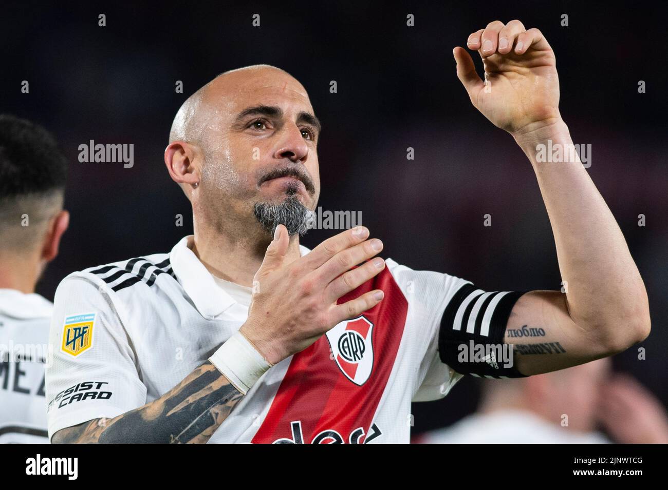 Javier Pinola von River Plate feiert, nachdem er beim Liga Profesional ...