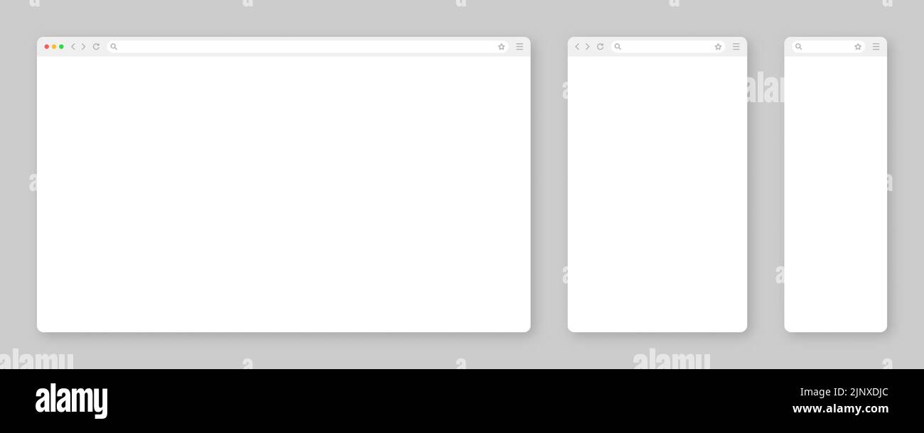 Leeres Webbrowser-Fenster mit Symbolleiste und Suchfeld. Moderne ...