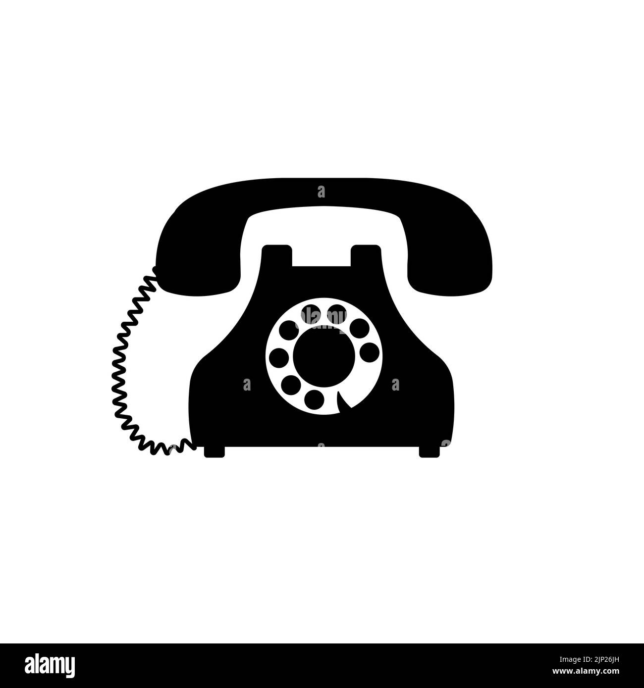 Altes Telefonsymbol ist flach. Schwarzes Piktogramm auf weißem ...