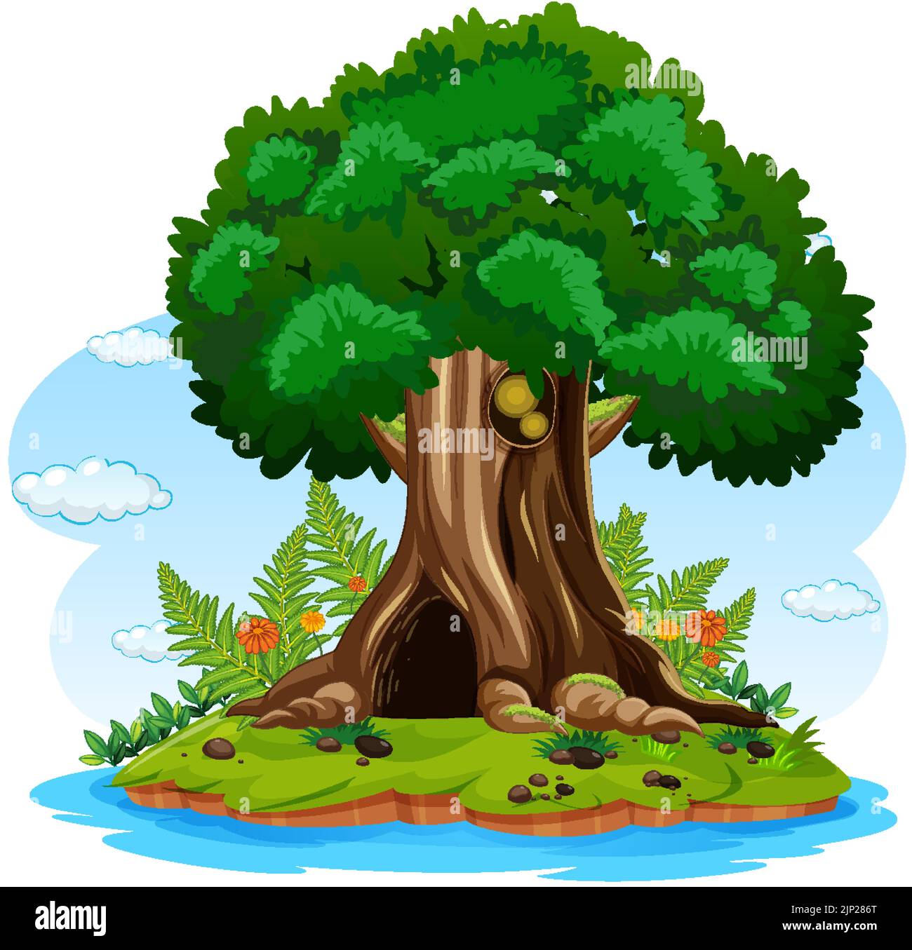 Großer Baum isoliert Cartoon-Illustration Stock-Vektorgrafik - Alamy