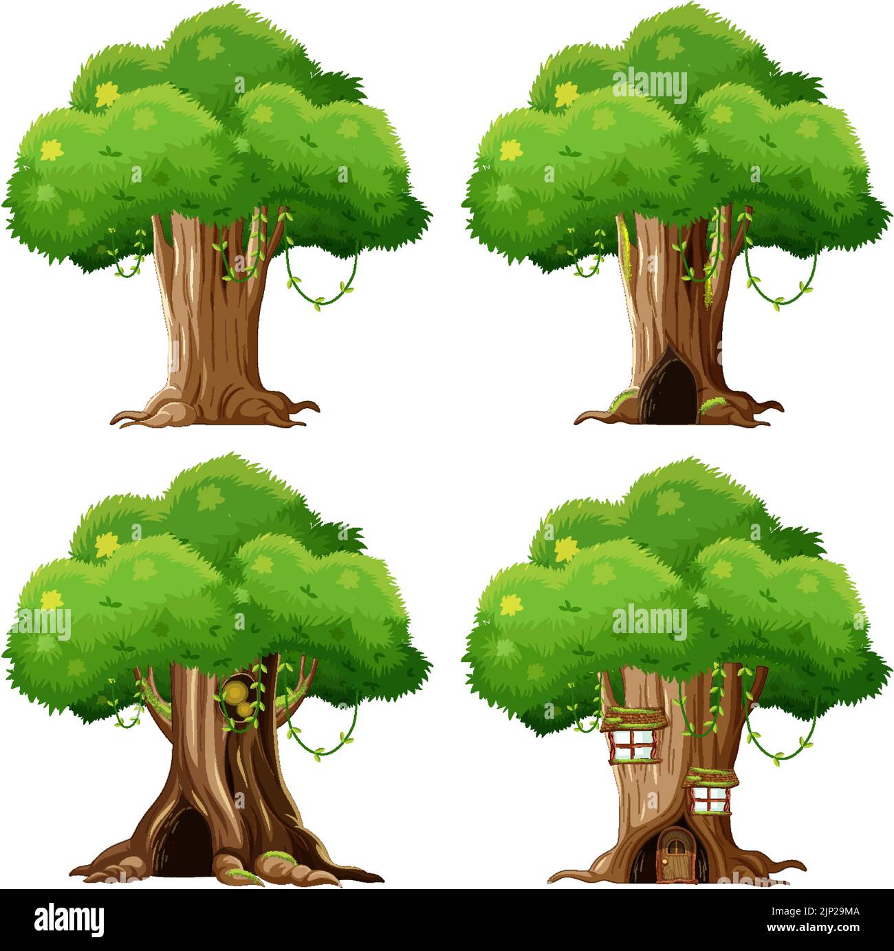 Großer Baum isoliert Cartoon-Illustration Stock-Vektorgrafik - Alamy