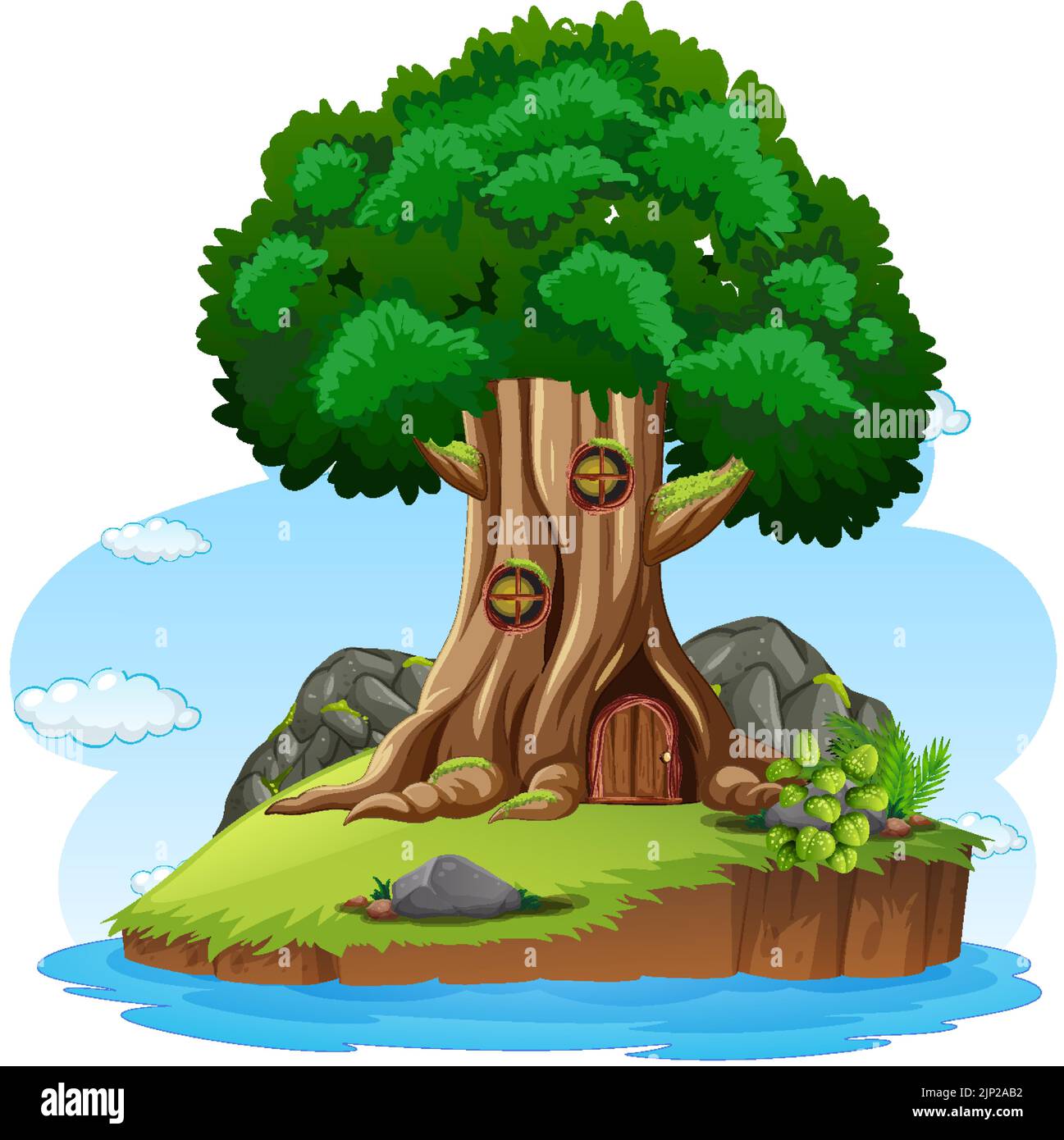 Großer Baum isoliert Cartoon-Illustration Stock-Vektorgrafik - Alamy