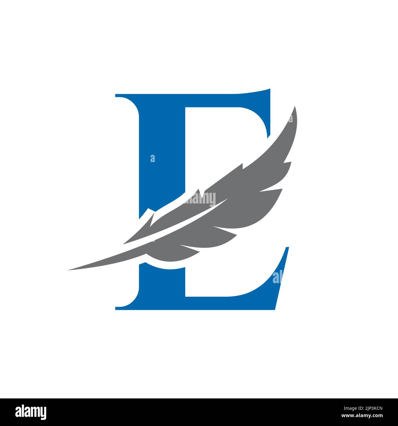 Vektorvorlage für „E-Feder“-Logo. Gesetz Logo Vogel Feder Symbol Stock ...