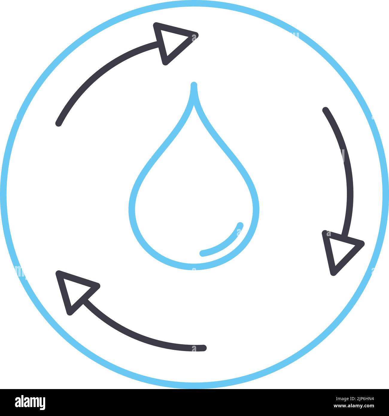 Zirkulation der Wasserlinie Symbol, Umriss Symbol, Vektor-Illustration ...