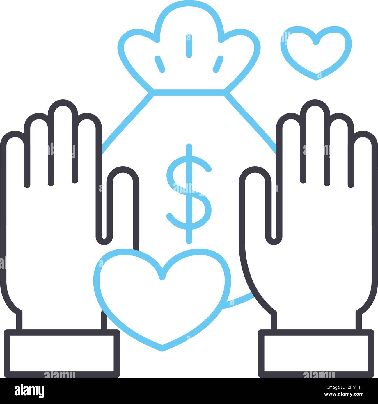 Spende Geld Linie Symbol, Umriss Symbol, Vektor-Illustration, Konzept ...