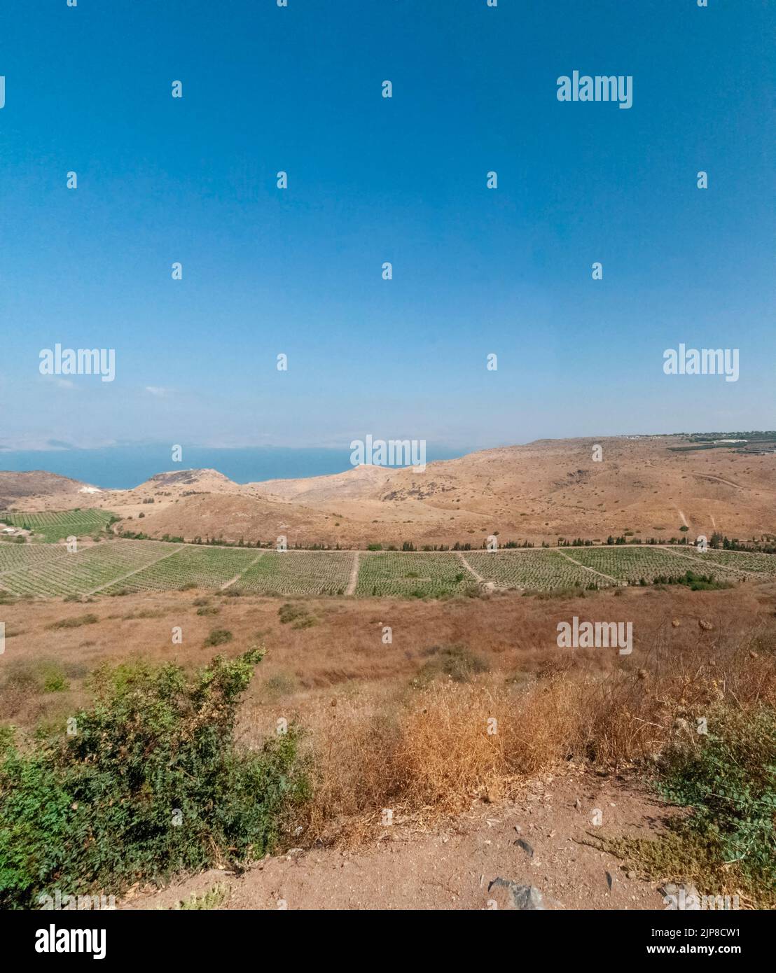 Aussichtspunkt mit Blick auf die antike Stätte von Hippos und den See ...