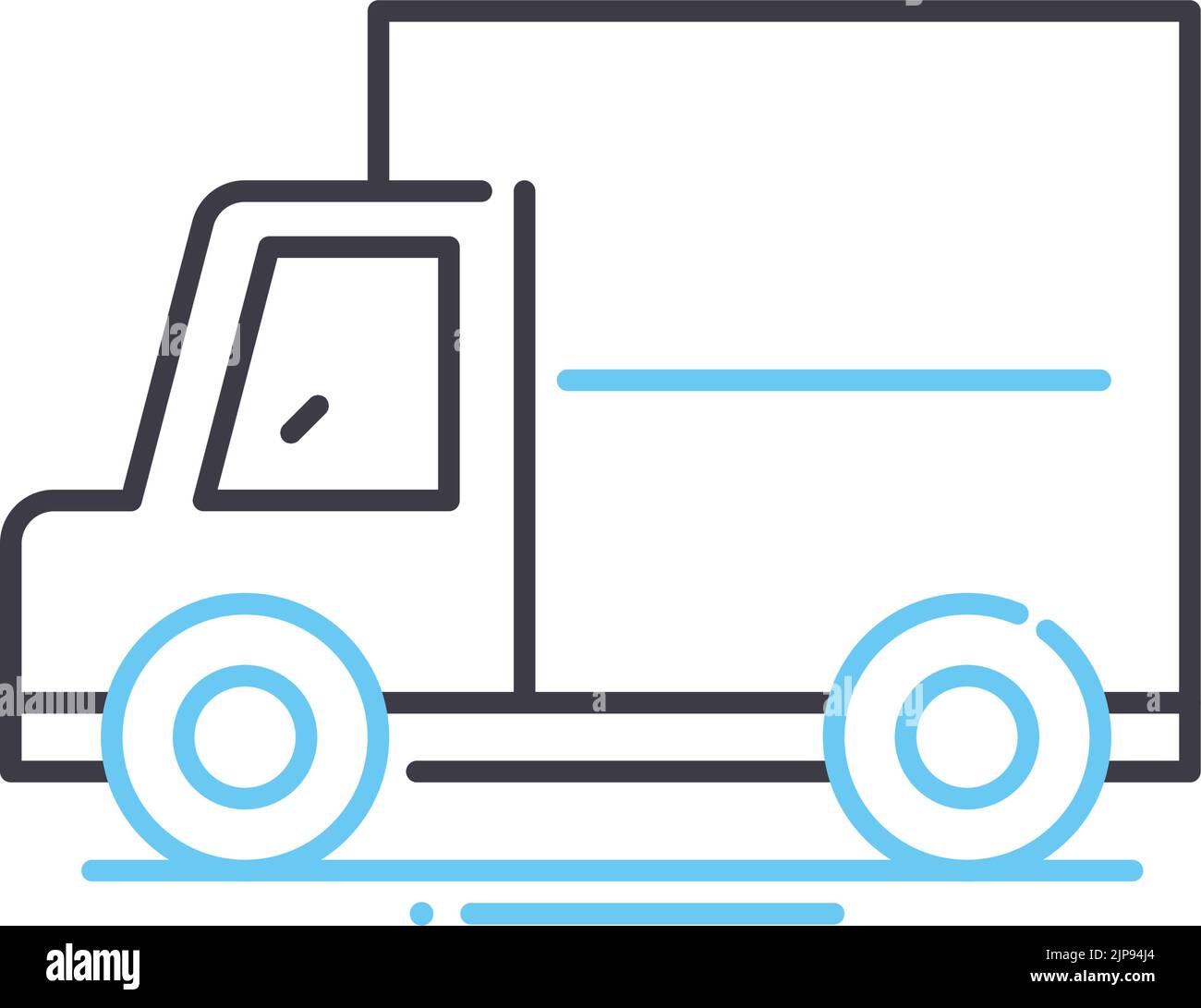 Fahrende LKW-Linie Symbol, Umriss Symbol, Vektor-Illustration, Konzept ...