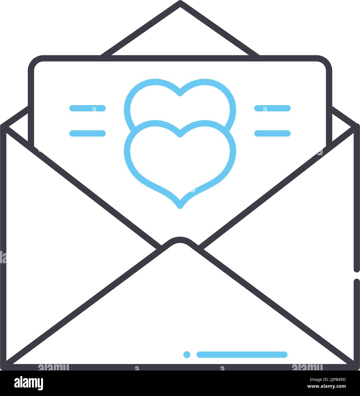 Liebe Brief Linie Symbol, Umriss Symbol, Vektor-Illustration, Konzept ...