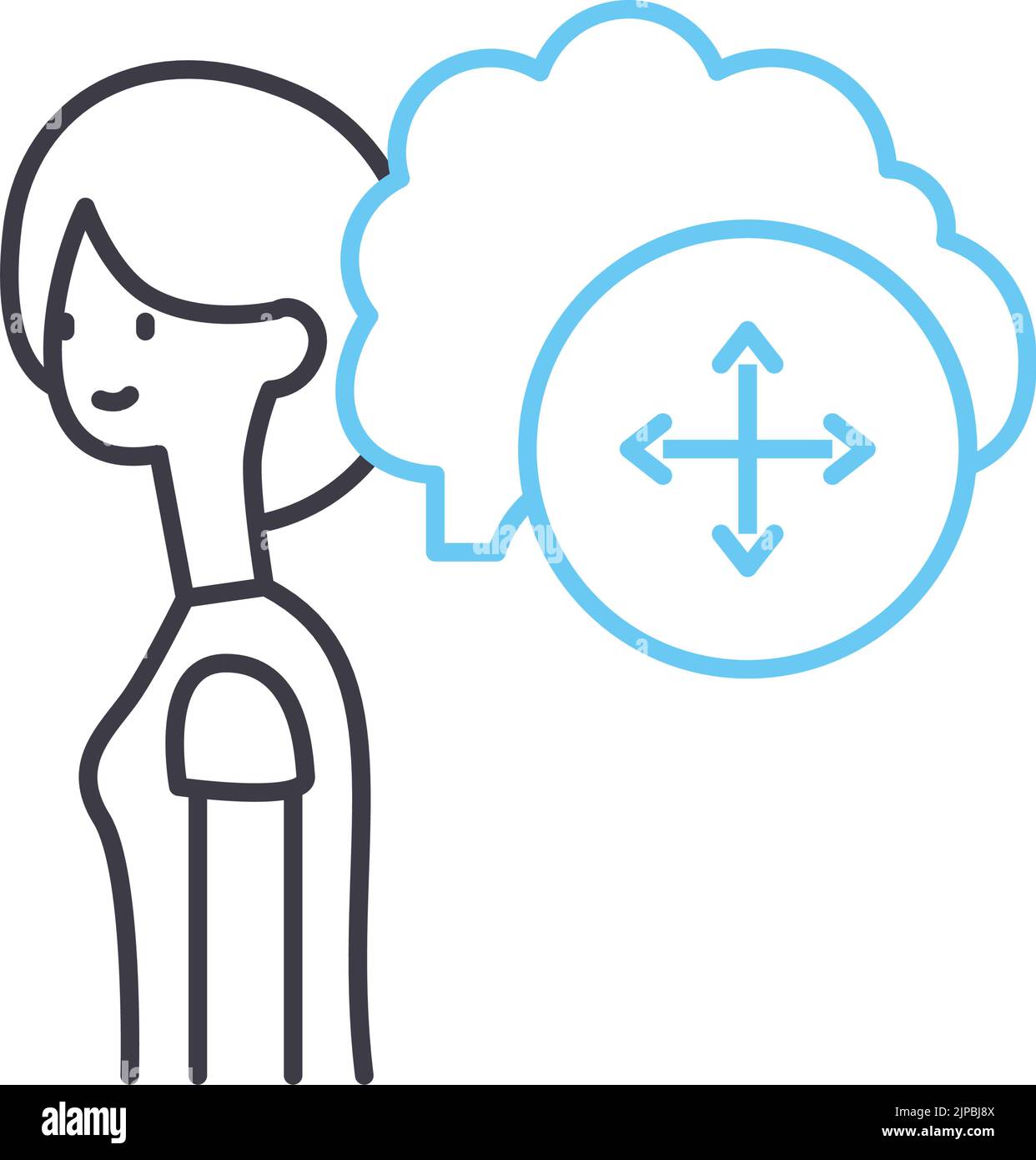 Mentale Transformation Linie Symbol, Umriss Symbol, Vektor-Illustration ...