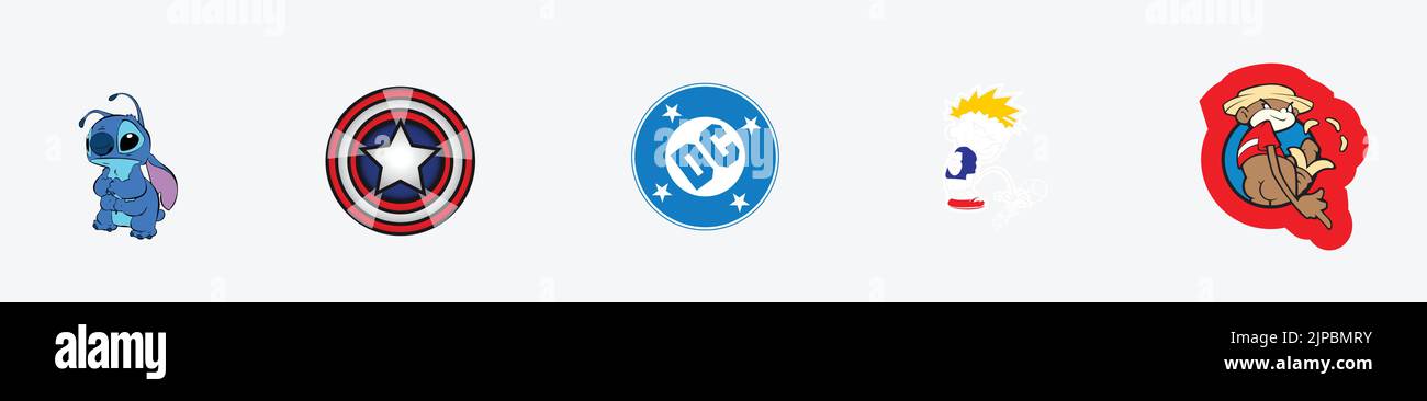 Capitan America-Logo, Stitch-Logo, Calvin-Logo, DC-Logo, Johnny Chimpo ...