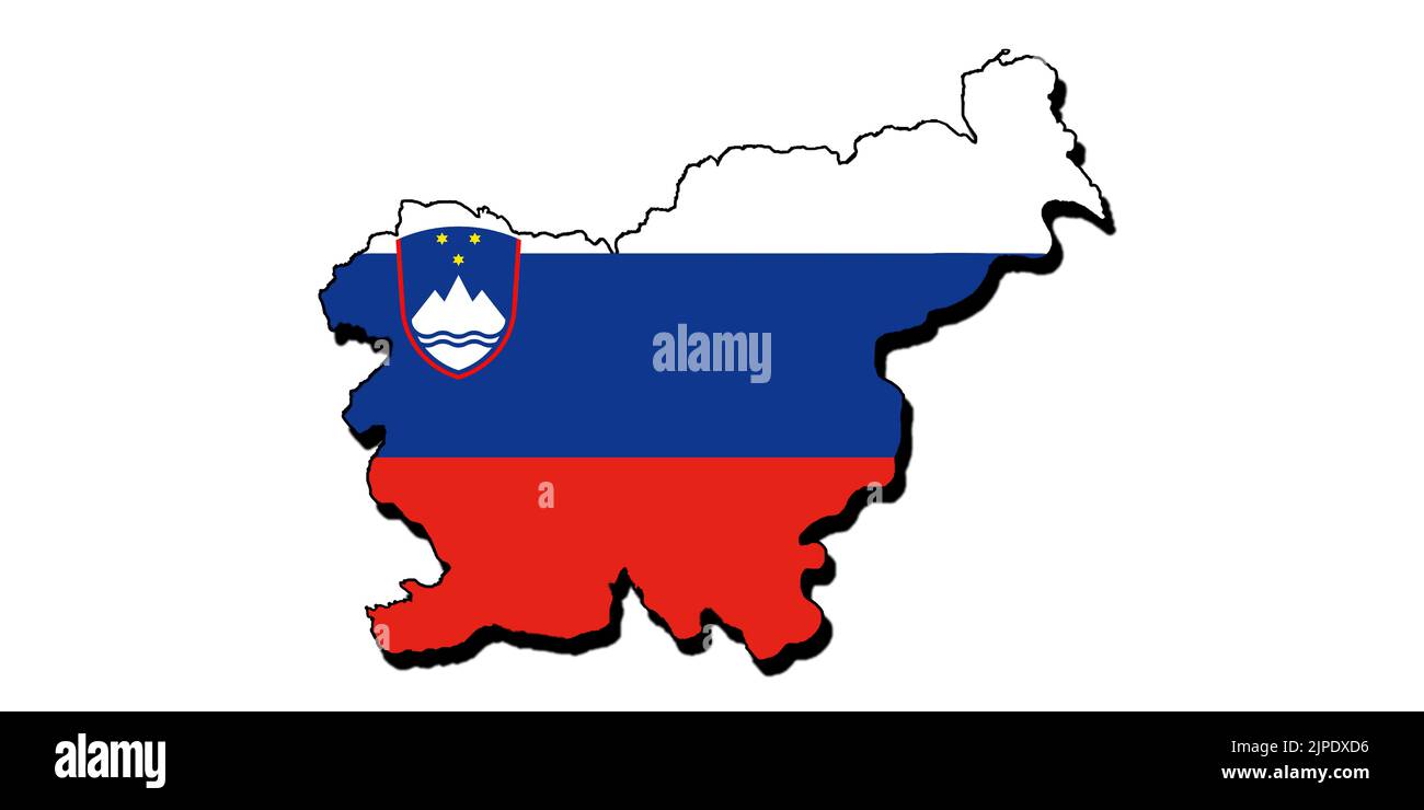 Silhouette der Landkarte von Slowenien mit ihrer Flagge Stockfotografie ...