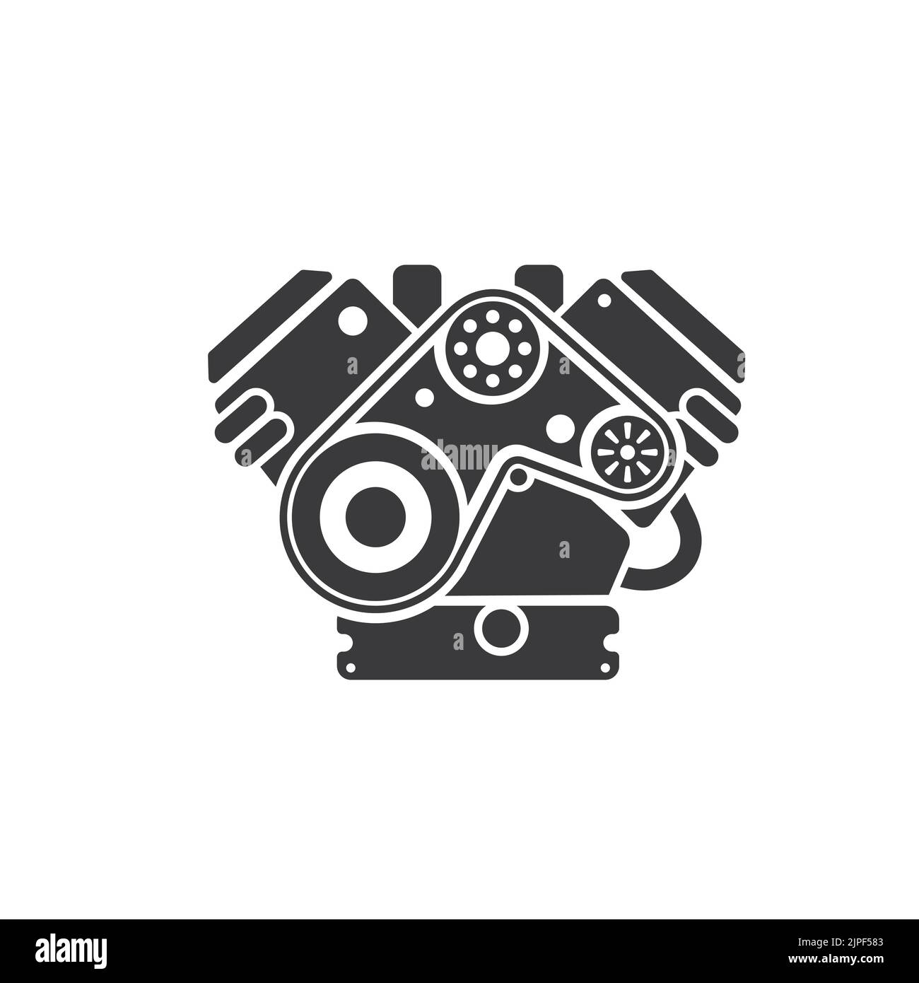 Monochrom-Symbol für den Motor des Fahrzeugs. Vector Verbrennungsmotor ...