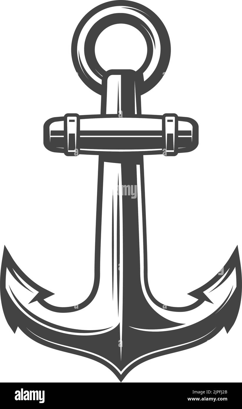 Anker isoliert Marine Heraldik Symbol monochrome Symbol. Vector Vintage ...