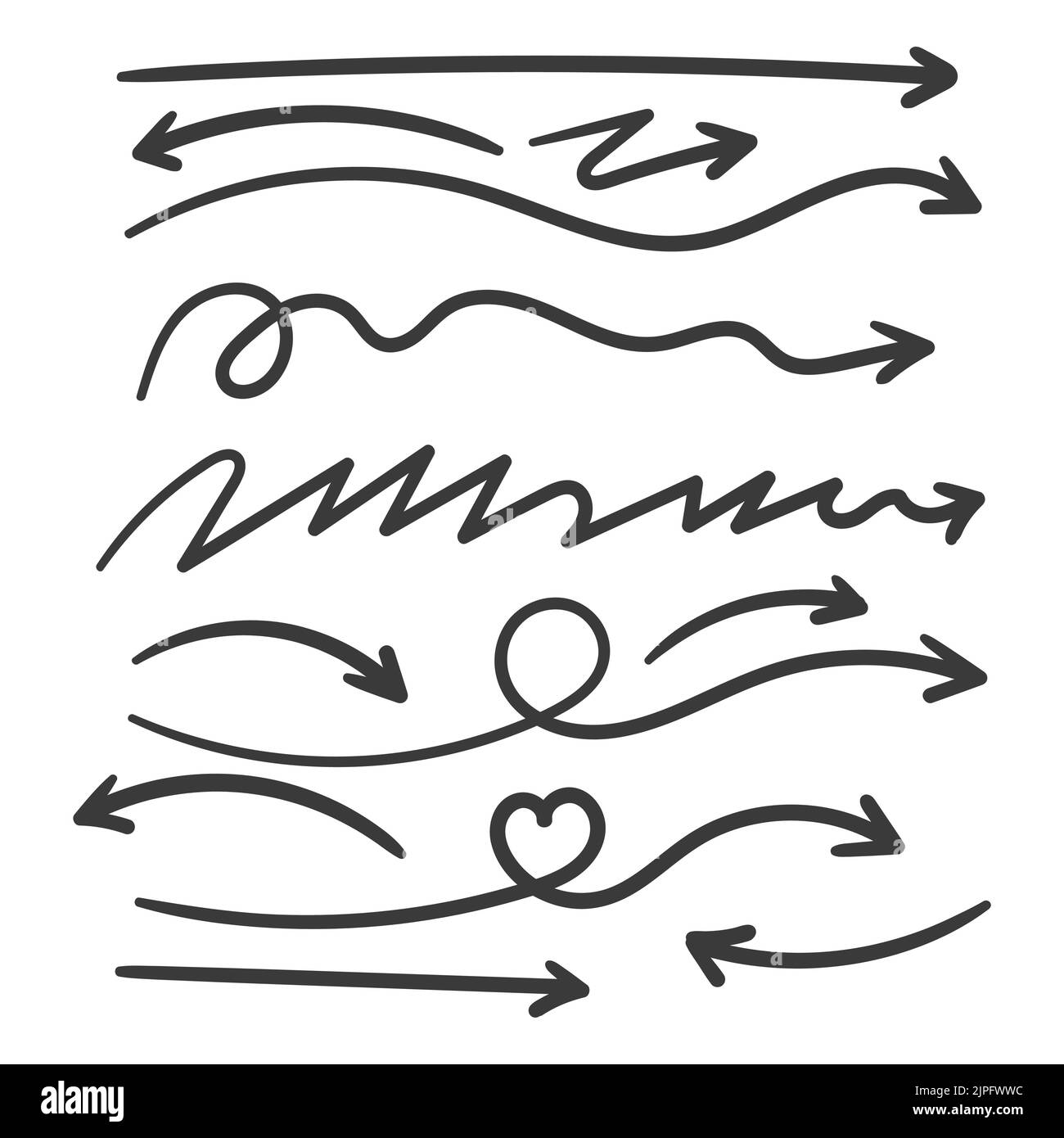 Handgezeichnete Pfeil Vektor-Symbole gesetzt. Skizze Pfeil Design für ...