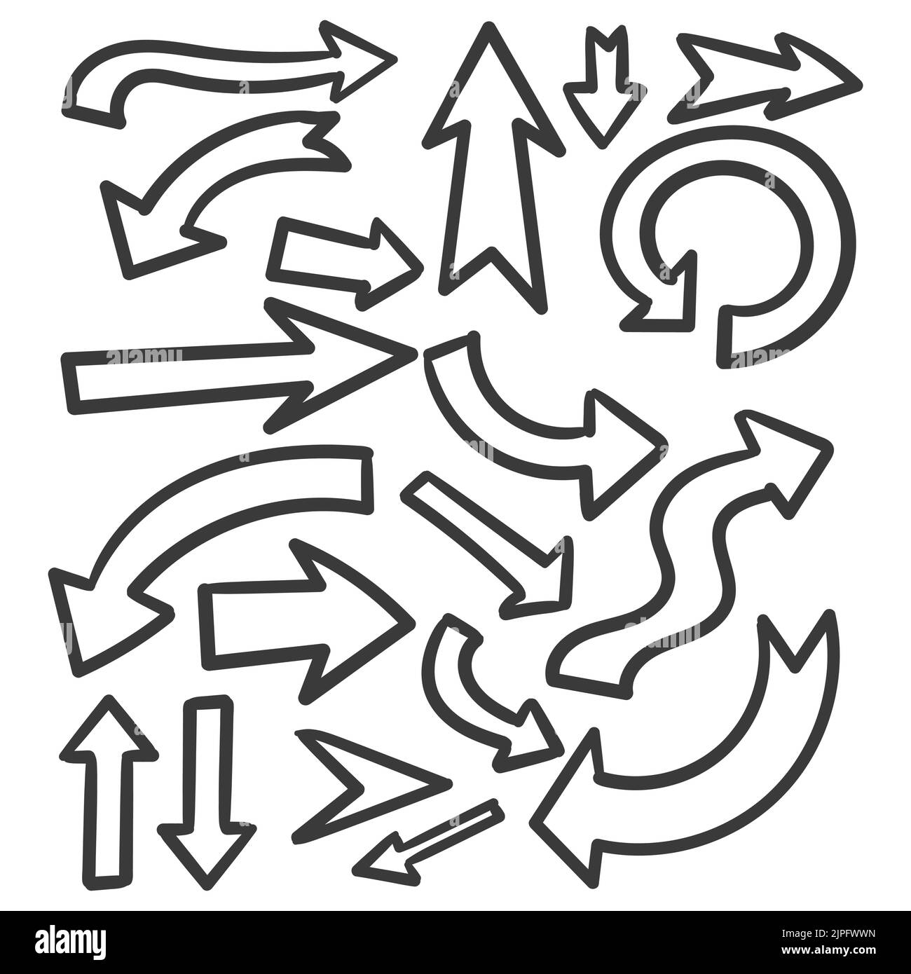 Handgezeichnete Pfeil Vektor-Symbole gesetzt. Skizze Pfeil Design für ...