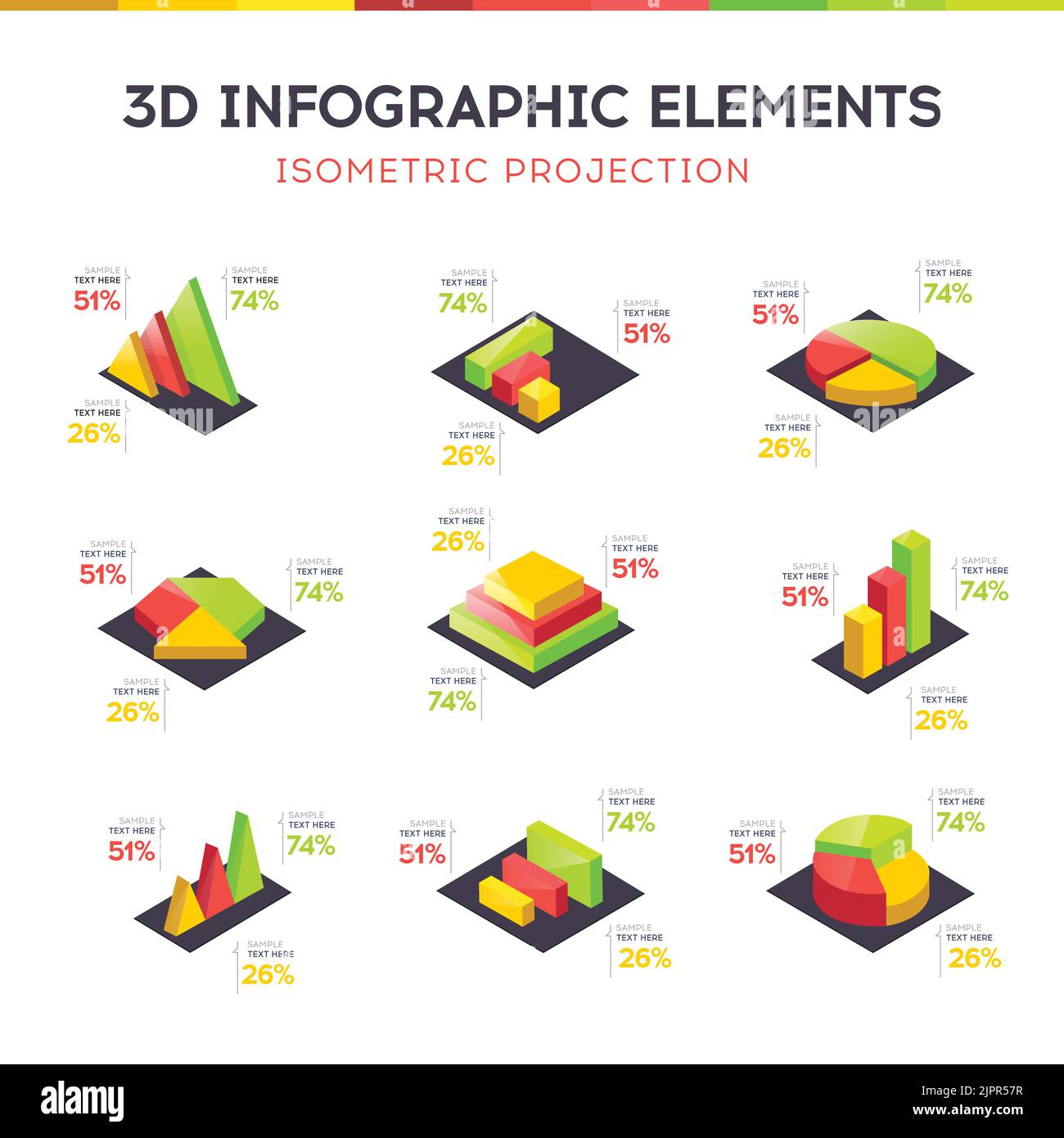 Isometrische 3D-Vektordiagramme und -Diagramme. Isometrische Infografiken mit Diagrammen ...