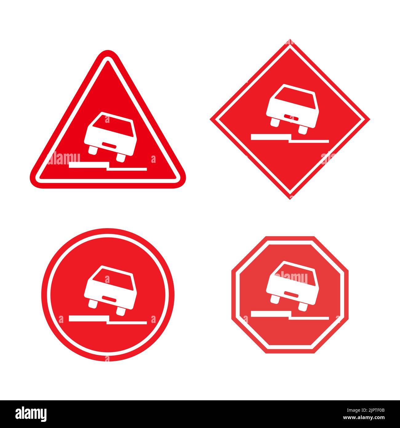 Satz von Straßengefahr Auto Symbol, Verkehr Straße Vorsicht Schild ...