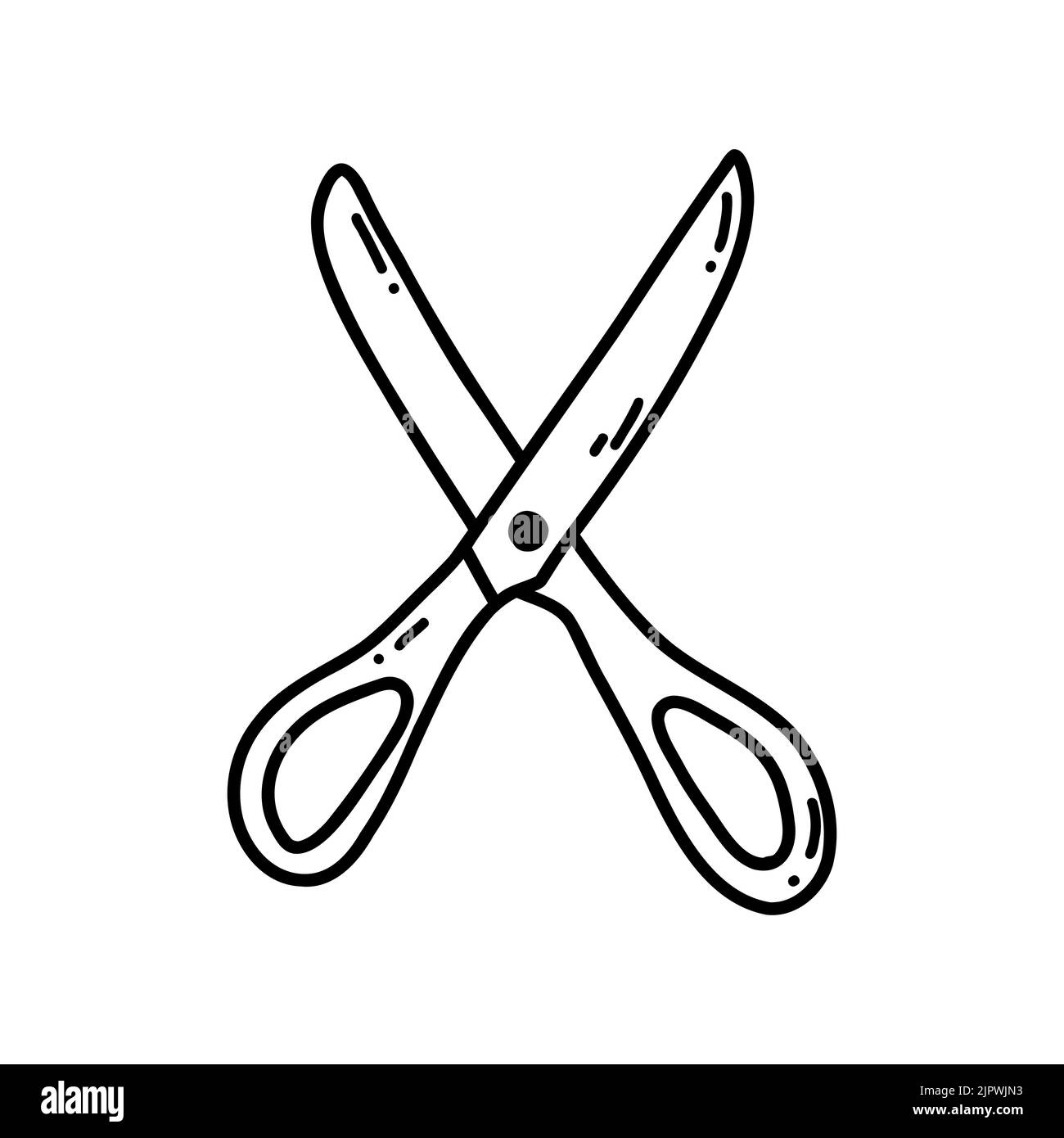 Symbol für handgezeichnete Doodle-Schere. Vektor-Skizze Illustration ...