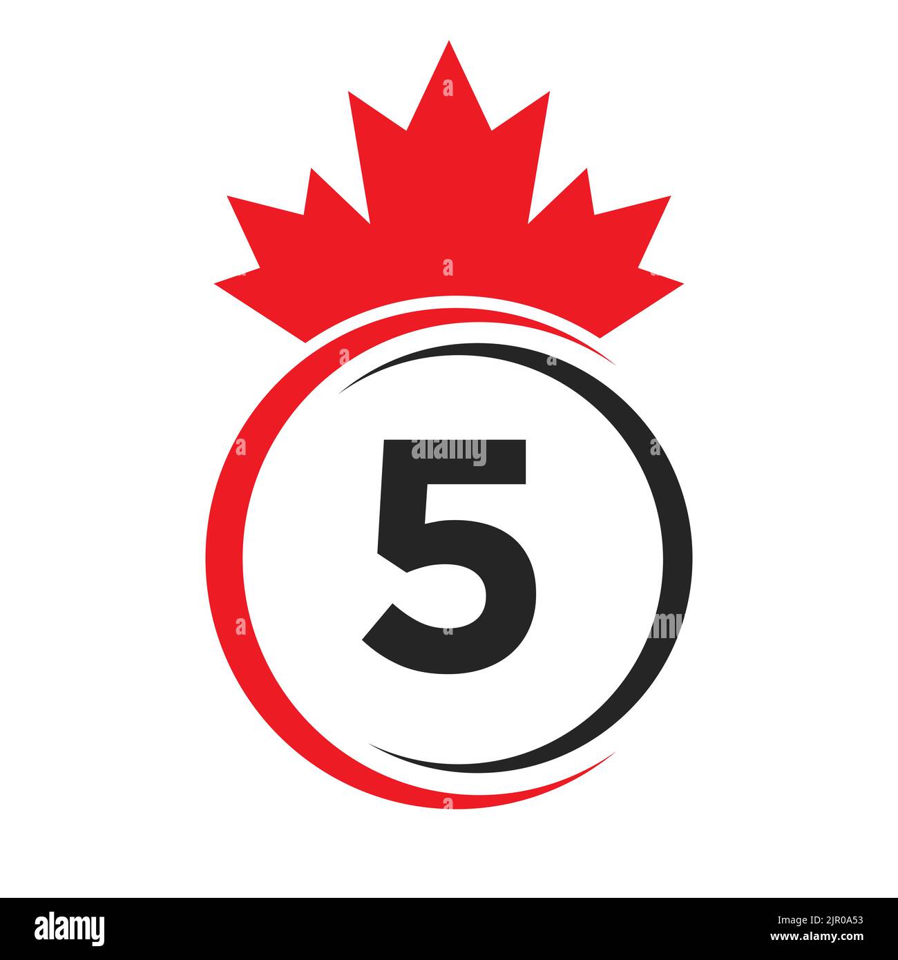 Buchstabe 5 Maple Leaf Logo Vorlage Symbol von Kanada. Minimal Canadian ...