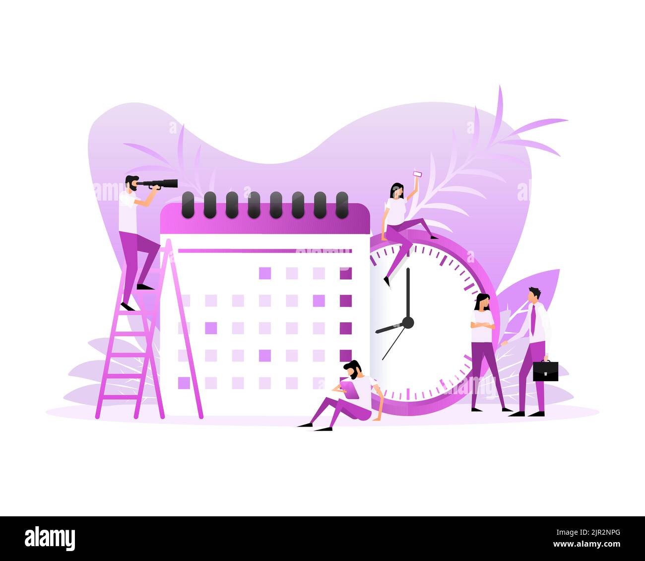 Datum des Terminplans. Kalendererinnerung. Kalender und Uhrzeit Stock ...