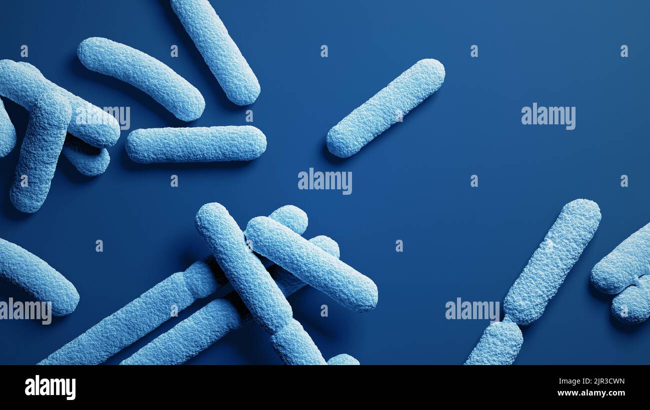 Bakterien. Bakterium. Blaue Farbe. Prokaryotische Mikroorganismen. 3D ...
