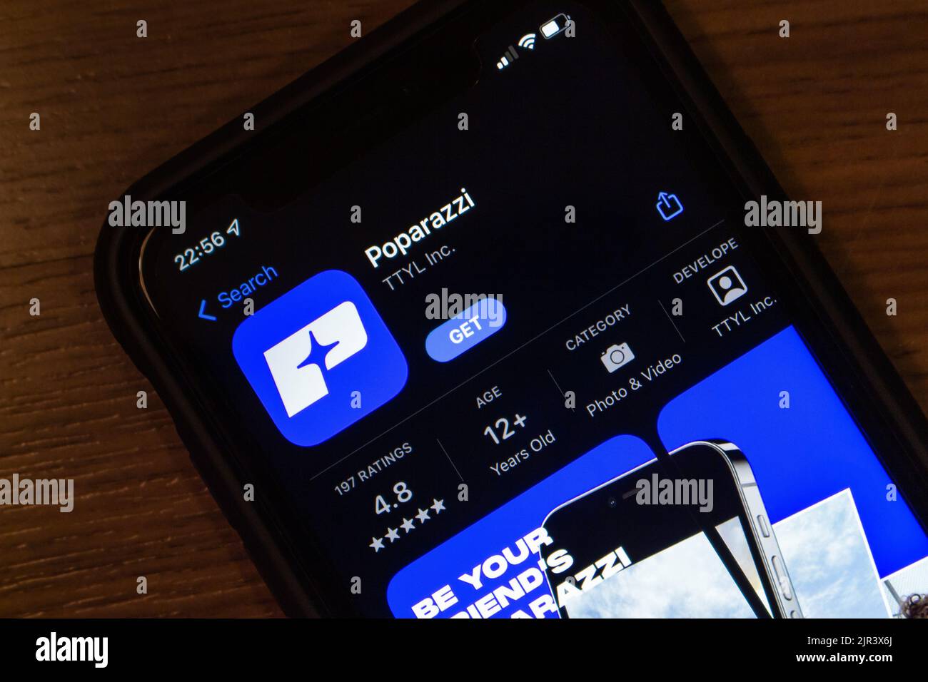 Vancouver, KANADA - Aug 21 2022 : die Poparazzi App, eine App für das ...