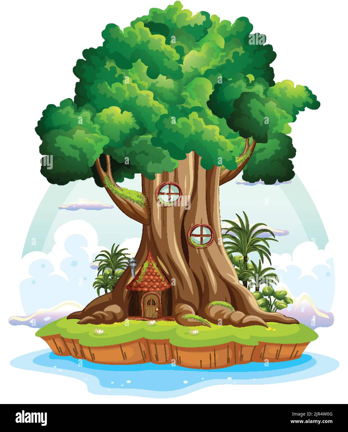 Großer Baum isoliert Cartoon-Illustration Stock-Vektorgrafik - Alamy