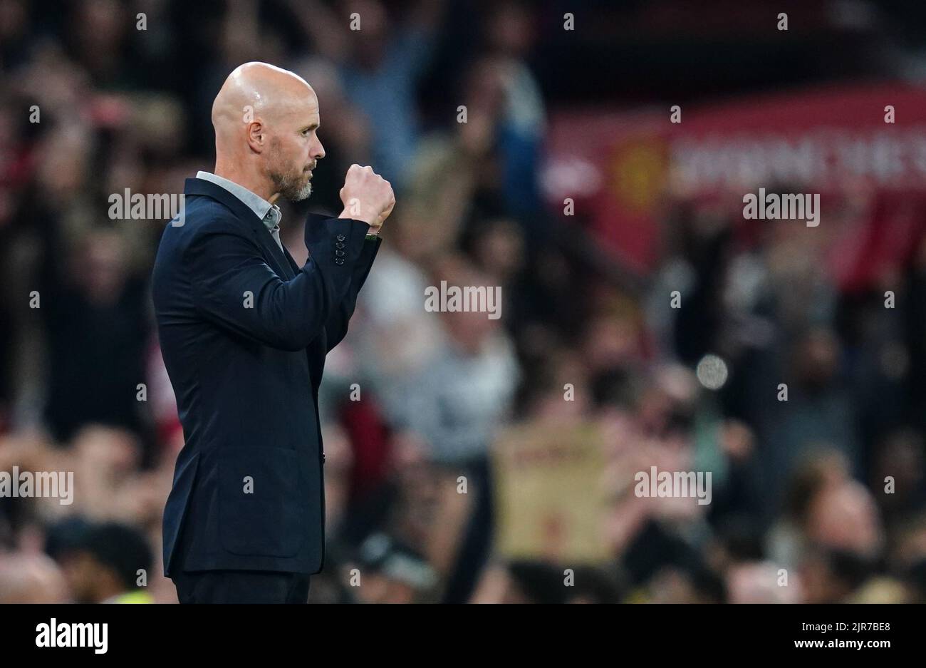 Erik ten Hag, Manager von Manchester United, feiert nach dem letzten ...