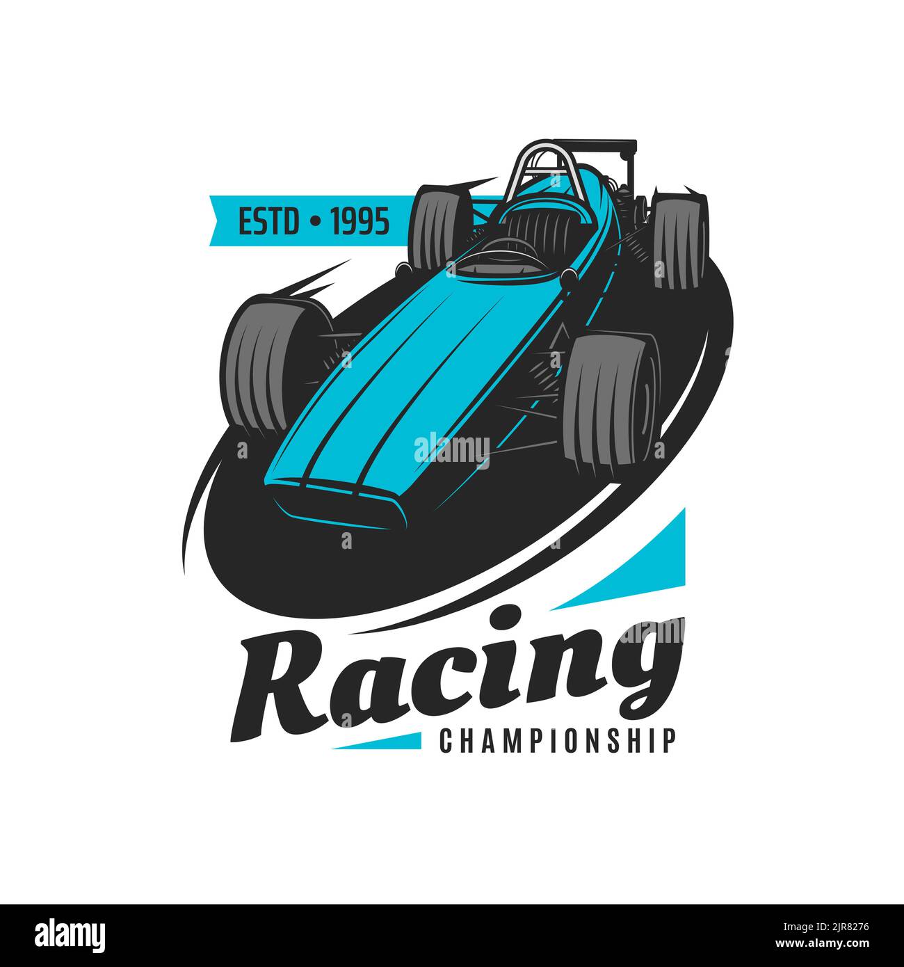 Retro-Rennwagen-Ikone. Motorsport-Meisterschaft Emblem, Auto-Rennclub ...