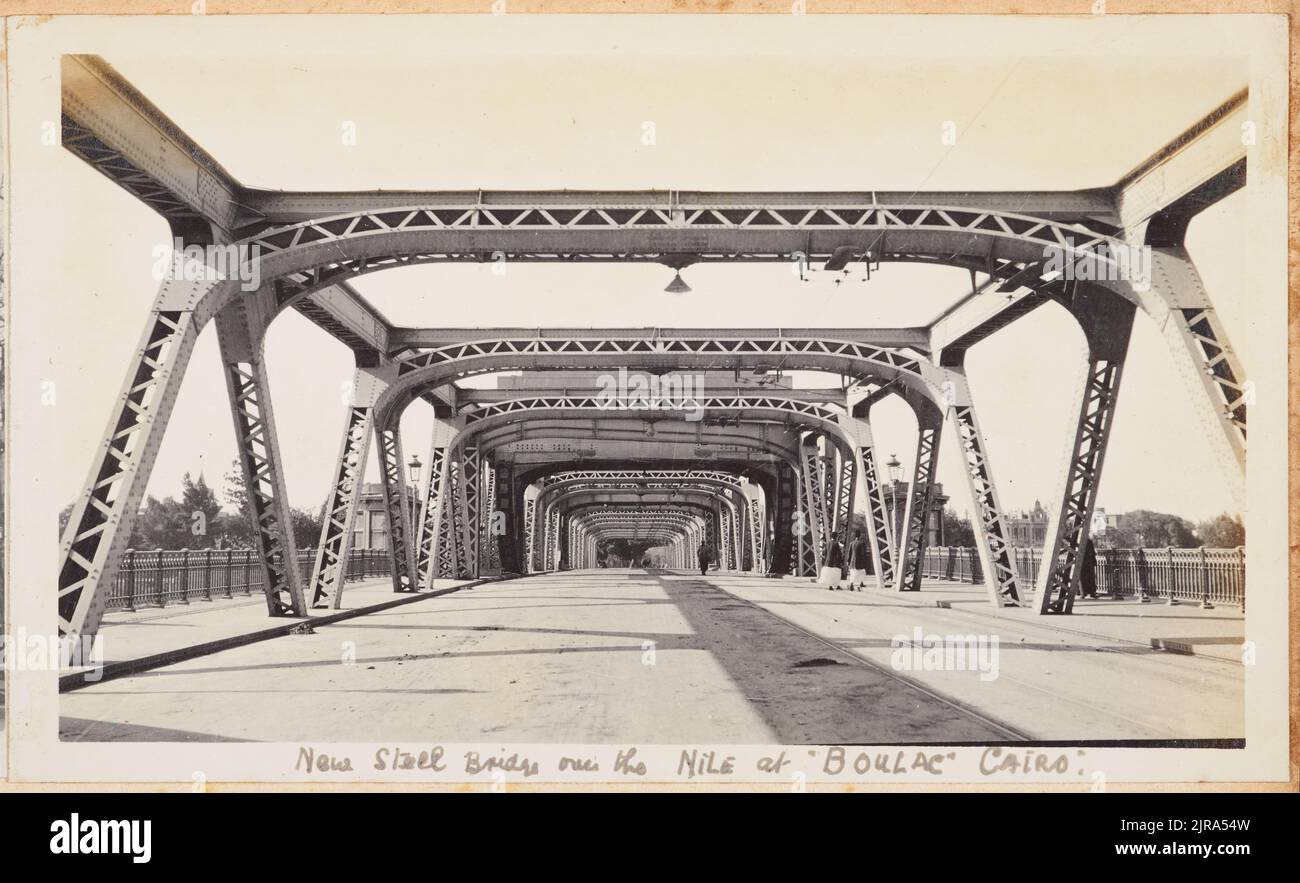 Neue Stahlbrücke über den Nil bei 'Boulac', Kairo. Aus dem Album ...