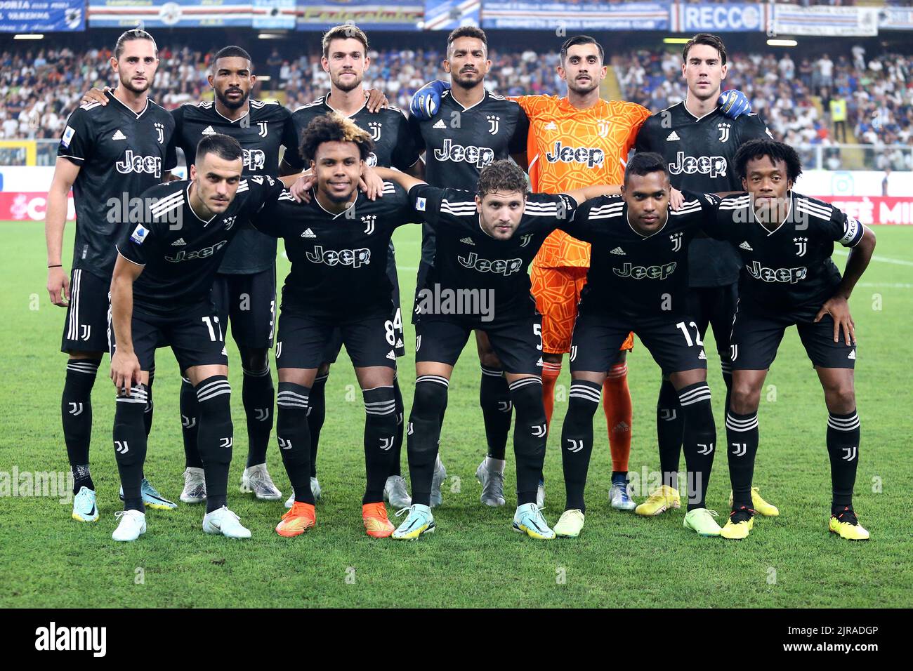 Genua, Italien. 22. August 2022. Die Spieler des FC Juventus posieren ...