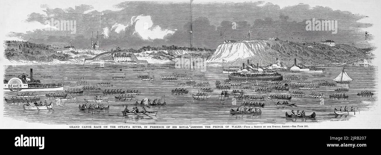 Grand Kanu Rennen auf dem Ottawa River, in Anwesenheit seiner ...