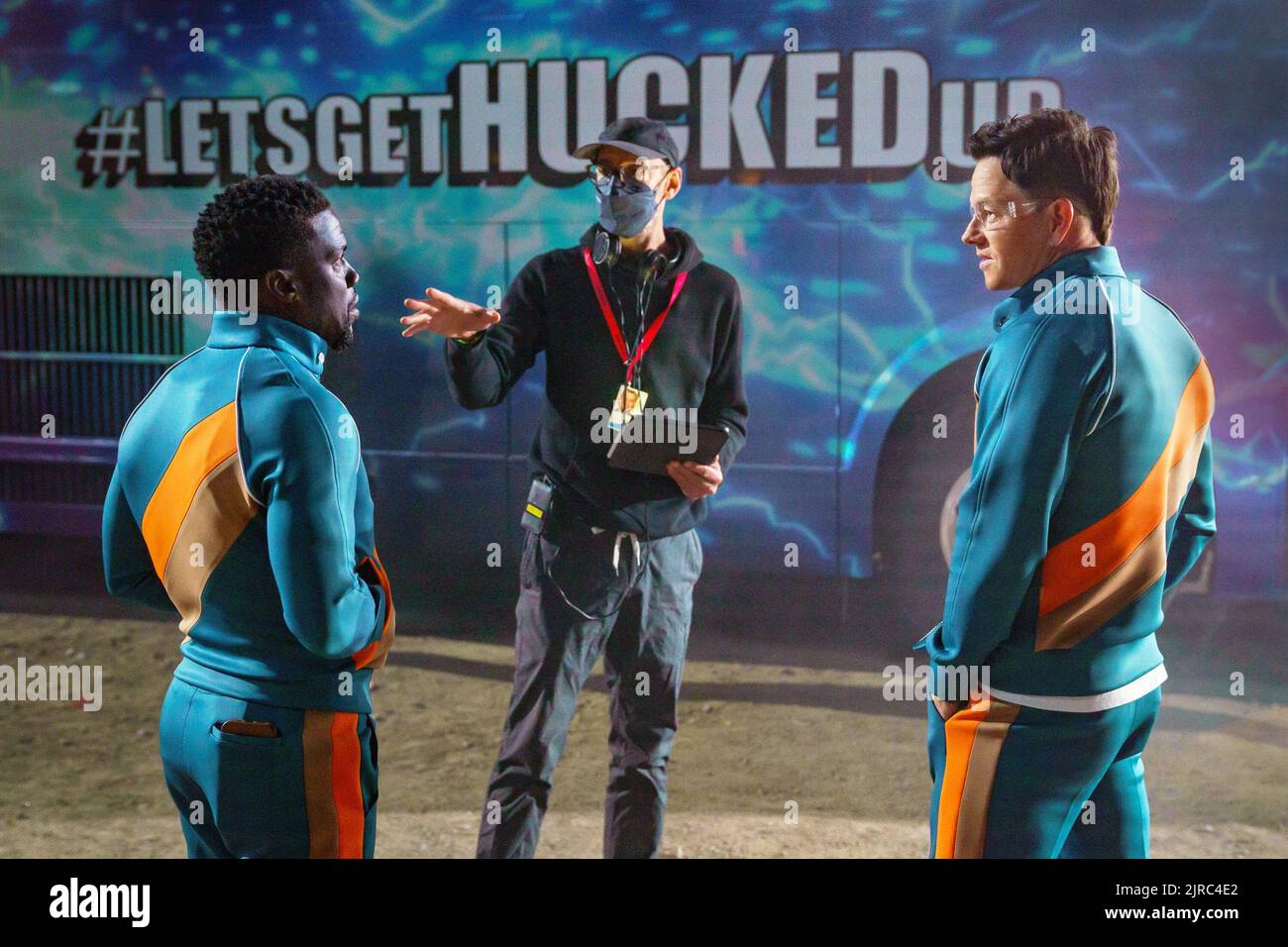 ME TIME, von links: Kevin Hart, Regisseur John Hamburg, Mark Wahlberg ...